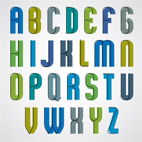 Premium Vector Colorful Binary Narrow Cartoon Font Rounded Upper Case Letters
