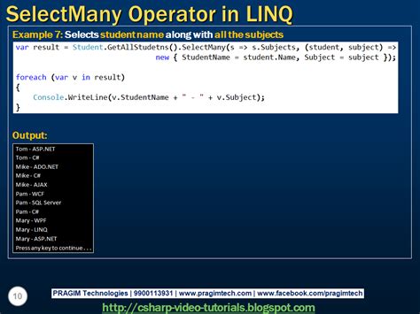 Sql server, .net and c# video tutorial: Part 8 - SelectMany Operator in LINQ