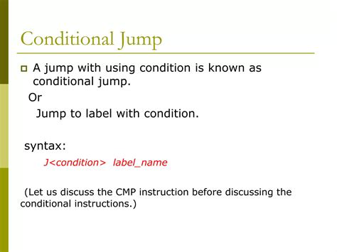 jumps in assembly language ppt programming languages computing