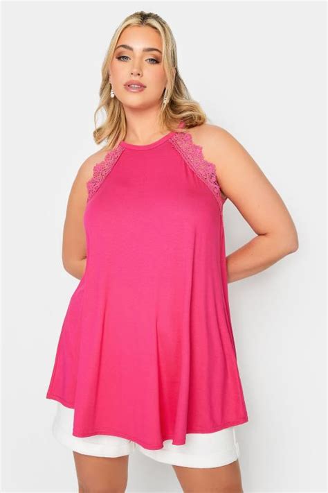 Yours Plus Size Hot Pink Crinkle Vest Top Yours Clothing