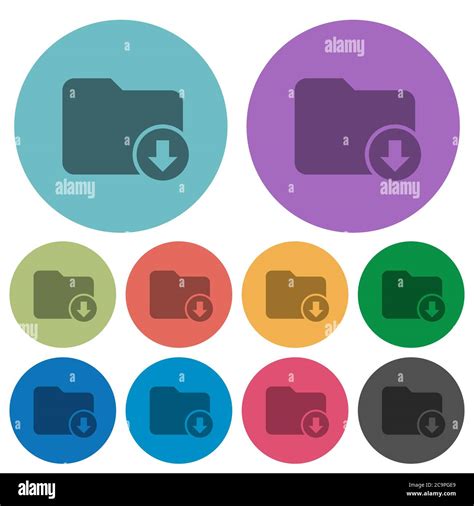 move down directory darker flat icons on color round background stock
