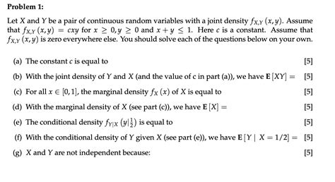 solved let x and y be a pair of continuous random variables