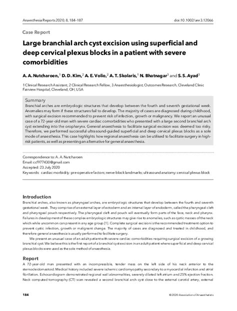 Pdf Large Branchial Arch Cyst Excision Using Superficial And Deep