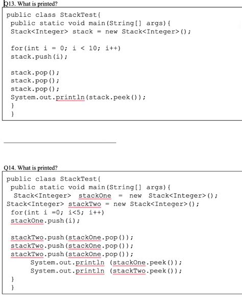 Solved Q What Is Printed Public Class StackTest Public Chegg