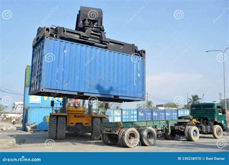 Container Loading And Unloading Activities At Tanjung Priok Harbor Jakarta Indonesia