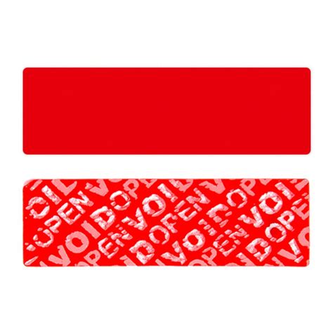 red non residual rectangular void sticker with high adhesion hologram