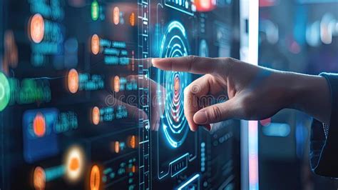 Biometric Security System Scanning Fingerprints For Access Control Stock Illustration