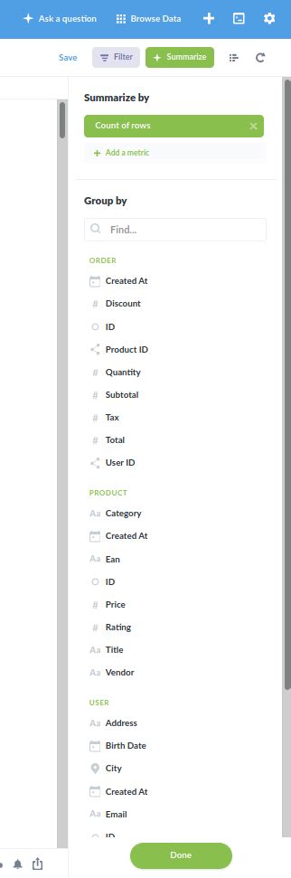 missing joined tables on `group by` option w o editor get help