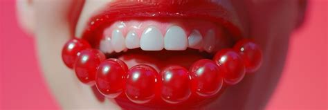 A Womans Mouth With Red Balls Premium Ai Generated Image
