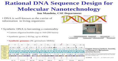 Ppt Rational Dna Sequence Design For Molecular Nanotechnology Ion Mandoiu Cse Department Dna