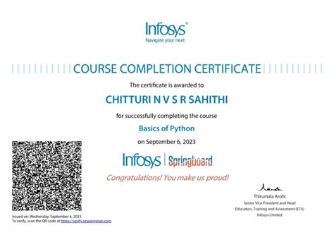 sahithi chitturi on linkedin python programming infosysspringboard