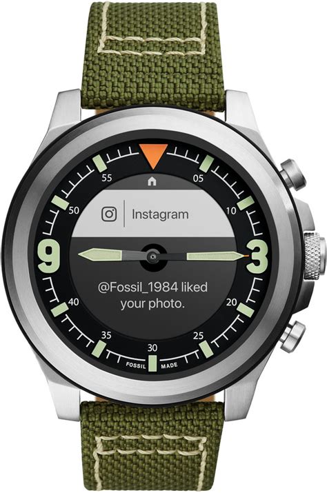 Fossil Latitude Hybrid Hr Chronograph Canvas Strap Smart Watch 50mm