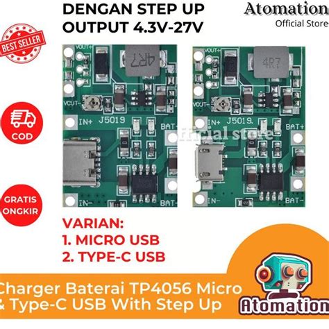 Jual Modul Tp4056 Tp 4056 With Step Up Charger Baterai Micro And Type C Usb Lithium Carger Battery
