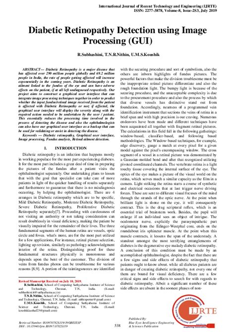 Pdf Diabetic Retinopathy Detection Using Image Processing Gui