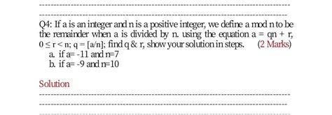 Solved Q If A Is An Integer And N Is A Positive Integer Chegg Com