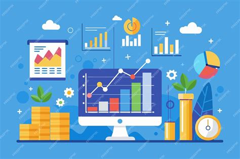 premium vector a computer screen displaying a chart related to office finance data in a simple