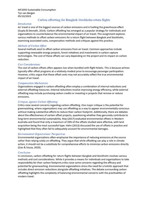 Transportation Assignment Pdf Carbon Offset Economy And The