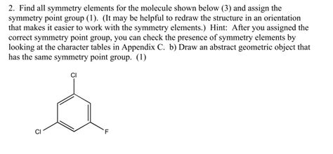 solved find all symmetry elements for the molecule shown