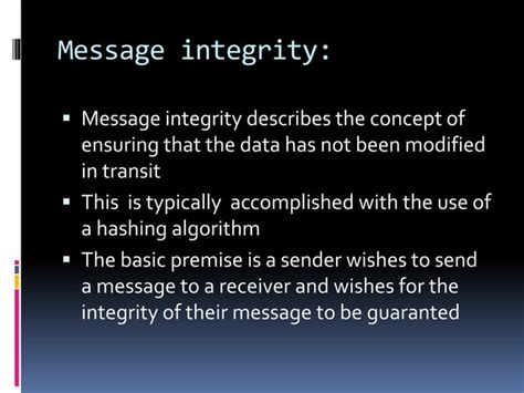 message integrity protocol ppt