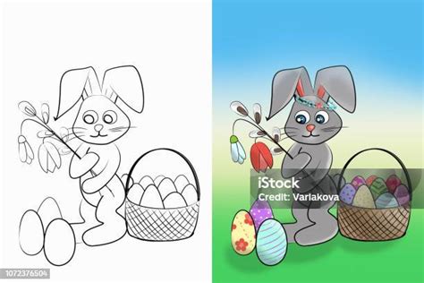 부활절 색칠입니다 흑인과 백인 래스터 그림 그리고 화려한 그림 아이 들을 위한 색칠 공부 검은색에 대한 스톡 벡터 아트 및 기타 이미지 Istock