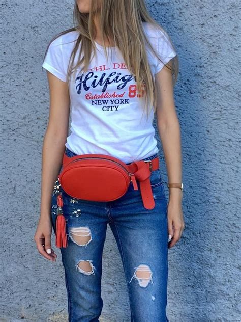 Red Leather Fanny Pack For Women Belt Bag Hip Bag Etsy Fanny Pack