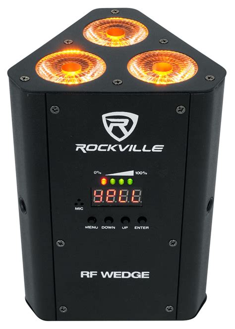 6 Rockville Rf Wedge Black Rgbwa Uv Battery Wireless Dmx Dj Up Lights Rf Remotes
