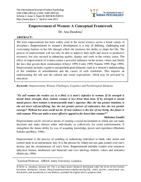 Pdf Empowerment Of Women A Conceptual Framework