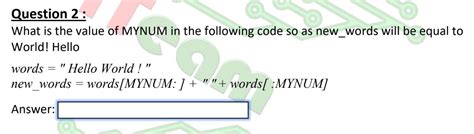 Solved What Is The Value Of MYNUM In The Following Code So Chegg Com