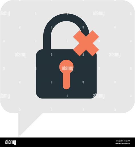 Text Box With Padlock And Wrong Sign Illustration In Minimal Style