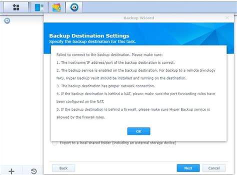 Synology Hyper Backup Error Failed To Connect To The Backup Destination Storage And San