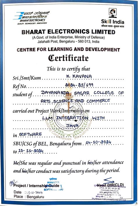 Internship Softwaredevelopment Springboot Careergrowth Bel Gratitude K Kavana