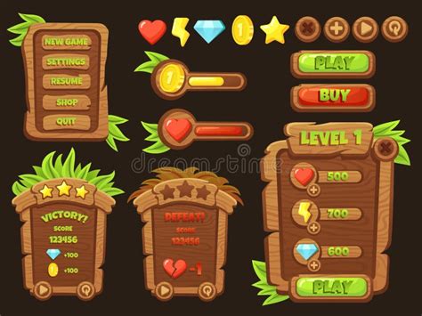 Buttons For Mobile Games Ui Game Design Stock Vector Illustration Of Object Funny 284307309