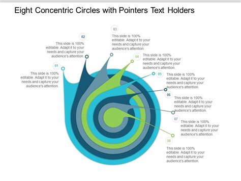 eight concentric circles with pointers text holders ppt powerpoint