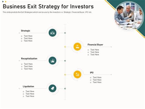Business Exit Strategy For Investors Funding From Corporate Financing Presentation Graphics