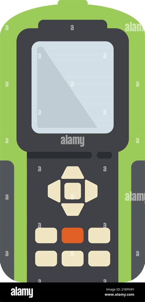 Green Gps Navigator Is Showing A Map With Buttons For Control On A White Background Stock Vector