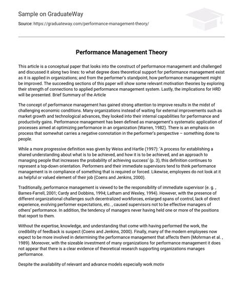 ⇉performance Management Theory Essay Example Graduateway