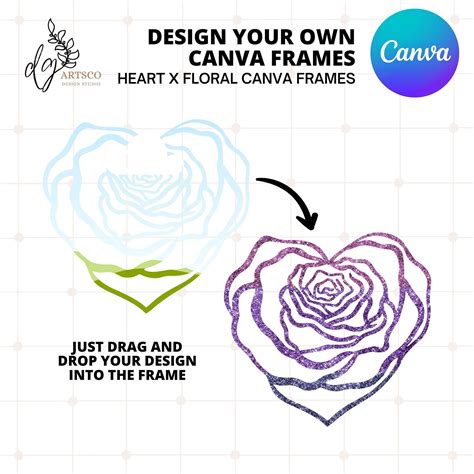 Drag And Drop Canva Frame Template Editable Custom Frames Flower Template Fill Your Own
