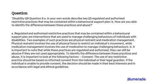 Solved Disability Q9 Question 9 A In Your Own Words Describe Two 2