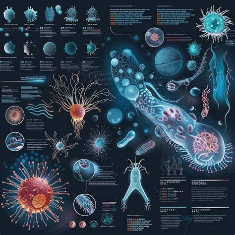 Detailed Scientific Illustration Of Microscopic Organisms Premium Ai