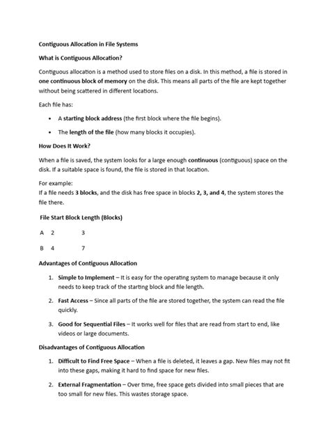 Contiguous Allocation In File Systems Pdf