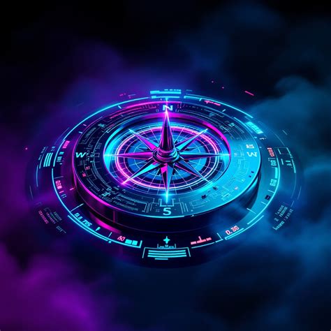 Free Neon Compass Technology Image Holographic Compass Neon