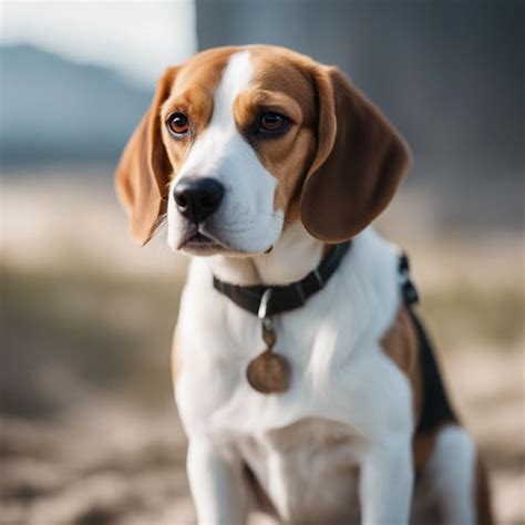 흰색 배경의 초현실적인 비글 강아지 전신 프리미엄 사진