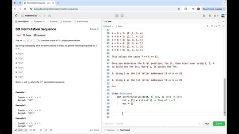 Leetcode 60 Permutation Sequence Backtracking Youtube