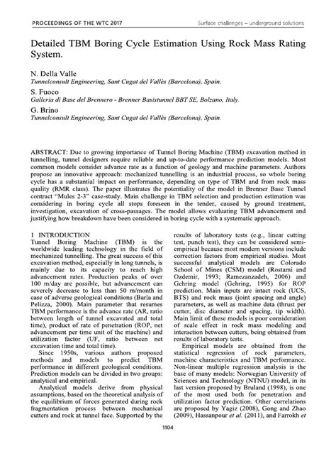 2017 Della Valle N Fuoco S Brino G Detailed Tbm Boring Cycle Estimation Using Rock Mass