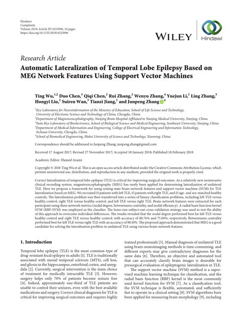Pdf Automatic Lateralization Of Temporal Lobe Epilepsy Based On Meg