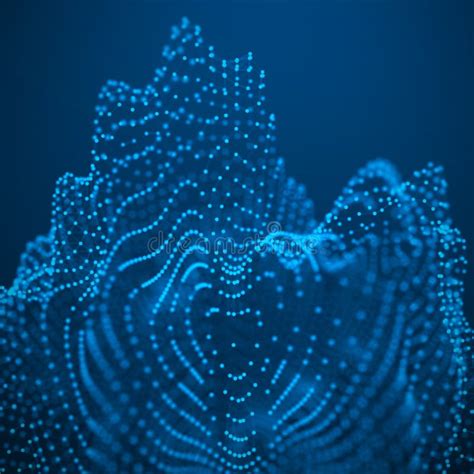 Wave 3d Wave Of Particles Abstract Blue Geometric Background Big Data Visualization Stock