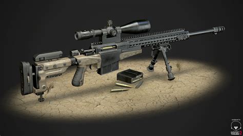 Illia Chornobrov Ax338 Sniper Rifle Low Poly
