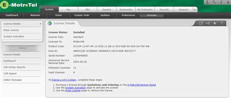 System Licenses Documentation E Metrotel