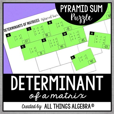Determinant Of A Matrix Pyramid Sum Puzzle All Things Algebra®