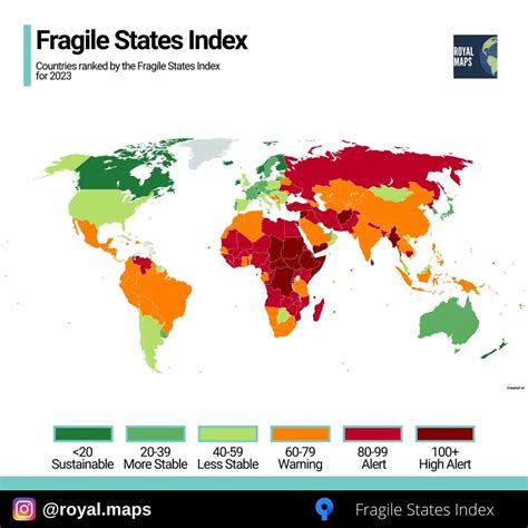 Fragile States Index This Map Shows The Fragile States Index For Each Country In 2023 Rmapporn
